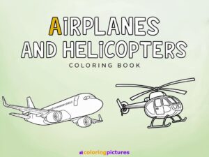 Airplanes and Helicopters - Free Printable Coloring Page