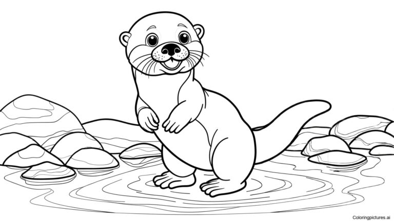 Cute Otter - Free Printable Coloring Page