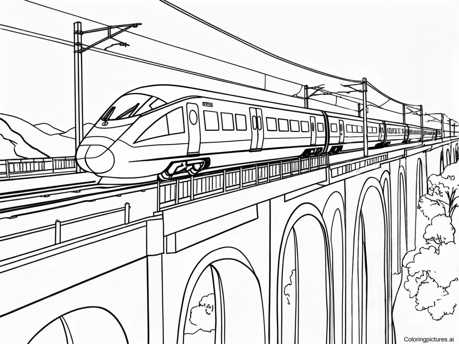 Electric Train - Free Printable Coloring Page