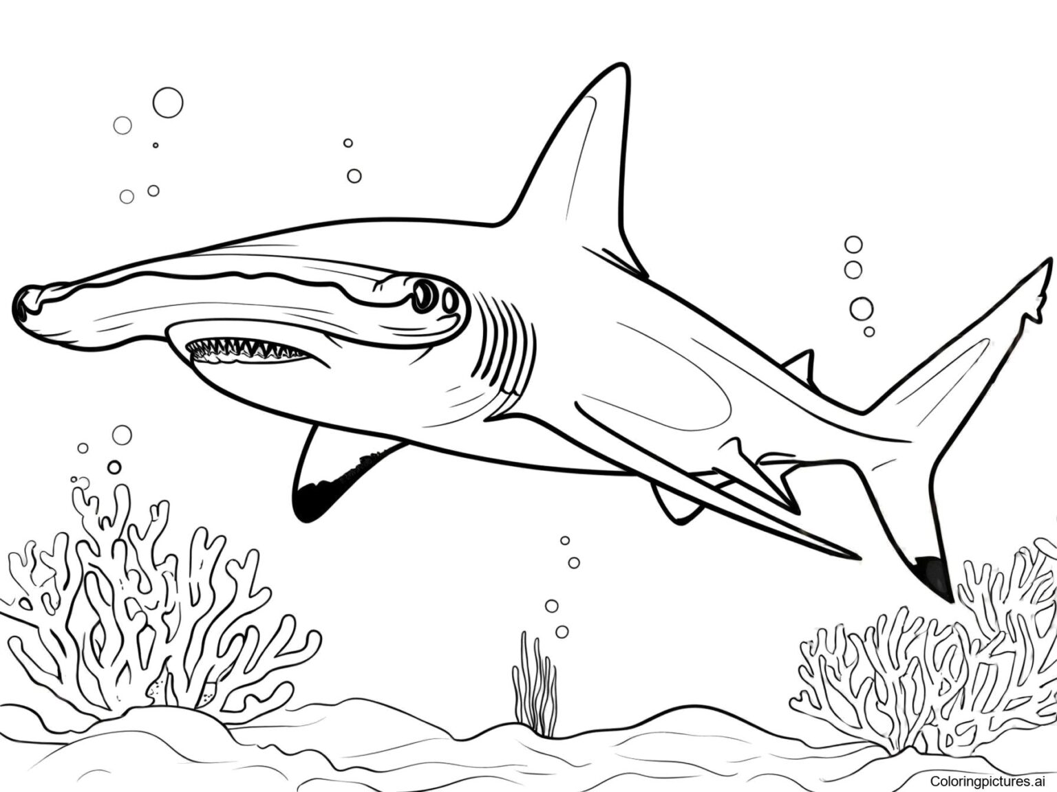 Hammerhead Shark - Free Printable Coloring Page